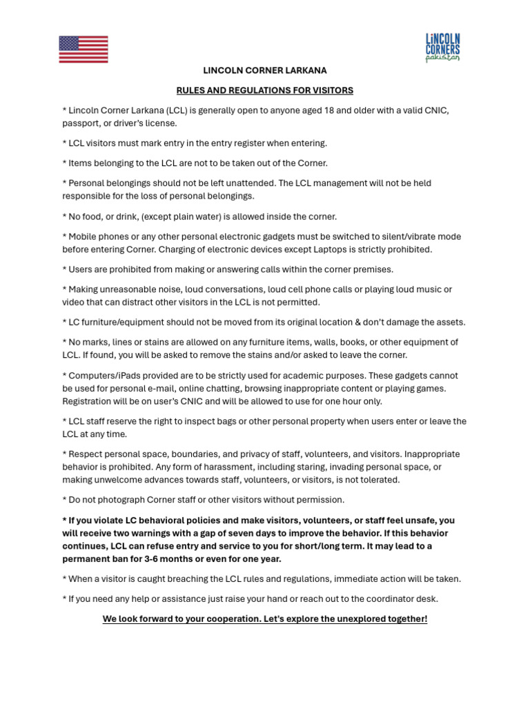 LC Larkana Policy Guidelines For Visitors | PDF | Privacy | Computing
