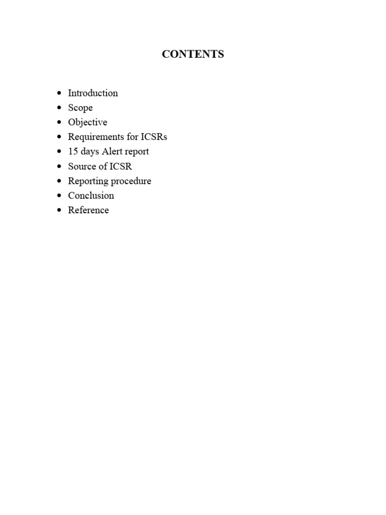 Introduction Scope Objective Requirements For Icsrs 15 Days Alert ...