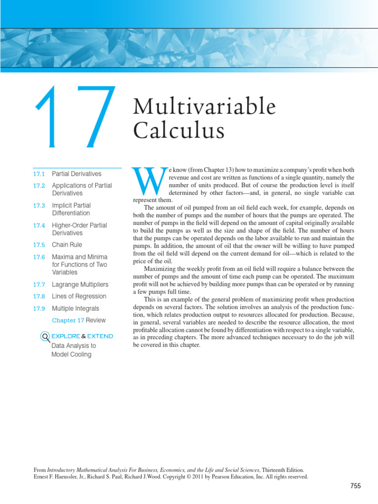 Multivariable Calculus | PDF | Derivative | Profit (Economics)