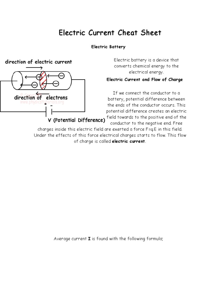 Electric Current Cheat Sheet | Series And Parallel Circuits | Electric ...