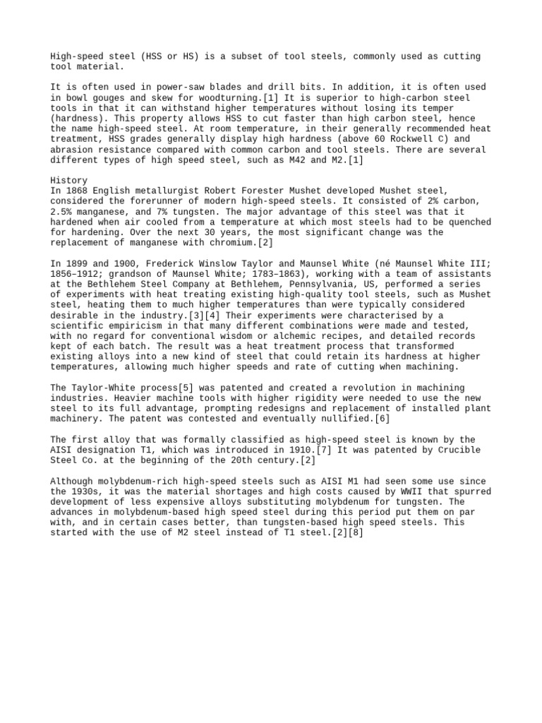 High Speed Steel | PDF | Steel | Chemical Elements