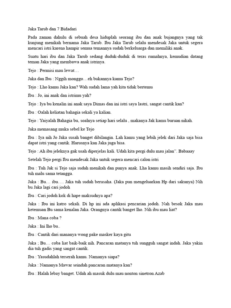 Jaka Tarub dan Bidadari Kayangan | PDF | Agama & Spiritualitas | Puisi