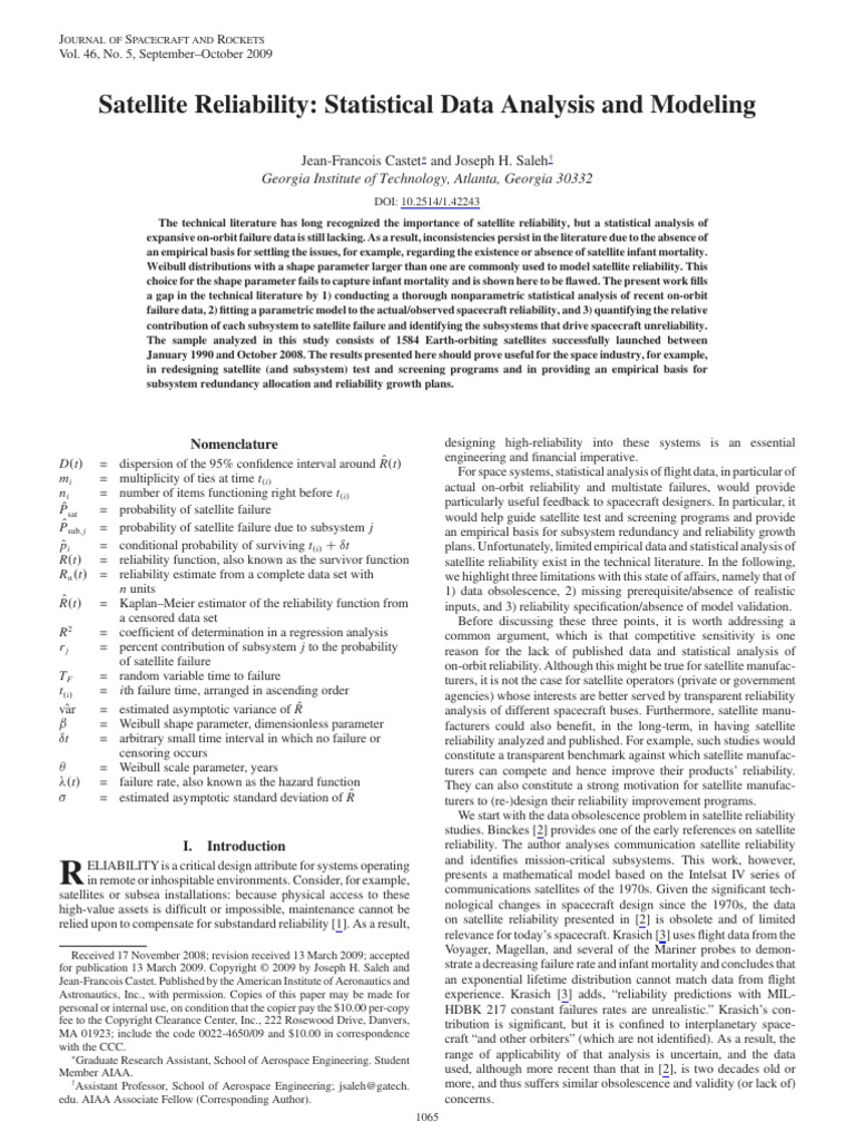 Satellite Reliability_ Statistical Data Analysis and Modeling | PDF | Reliability Engineering ...
