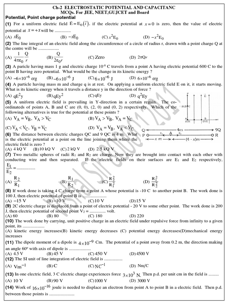 CH 2 Mcqs | PDF | Electronvolt | Electric Field