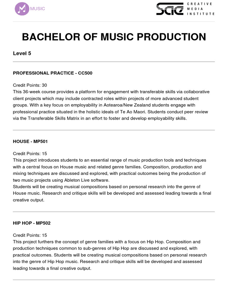 Music Production Courses Overview | PDF | Mentorship | Genre