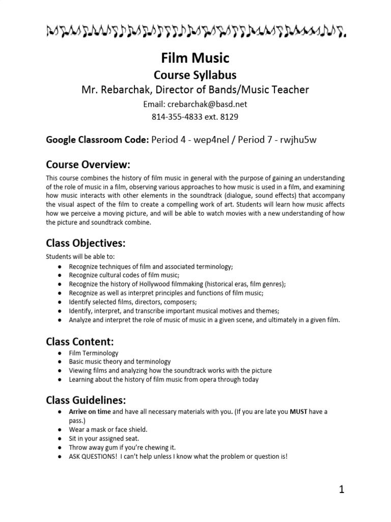 Film Music Course Syllabus Overview | PDF | Star Wars