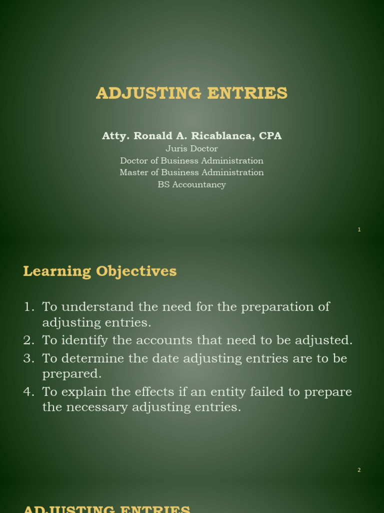 Adjusting Entries | PDF | Debits And Credits | Depreciation