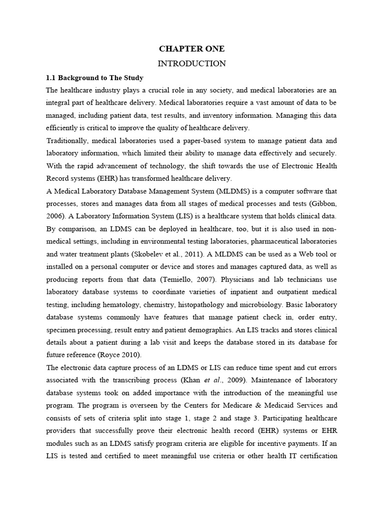 Medical Laboratory Database Management System | PDF | Electronic Health ...