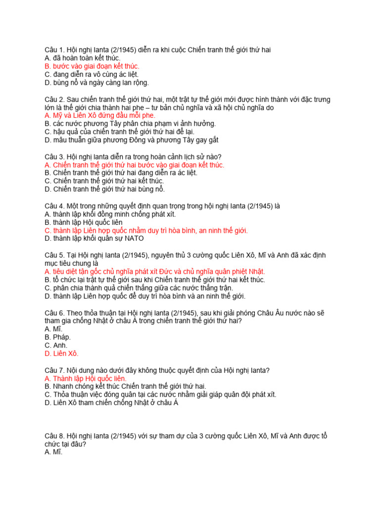 Đề cương TN sử 12 GKI 2 1 | PDF