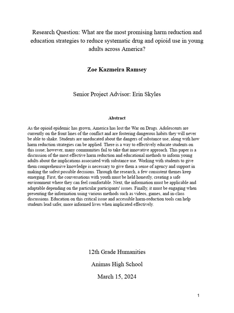 Thesis Working Draft | PDF | Substance Abuse | Adolescence