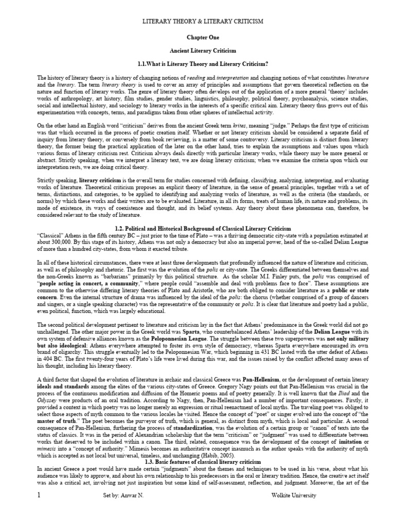 Handaout Criticism Unit 1-6 | PDF | Rhetoric | Plato