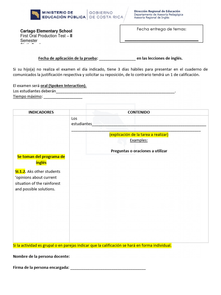 Oral Test Sample | PDF