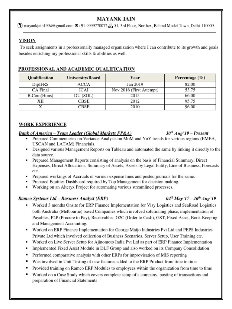 Resume Mayank Jain | Download Free PDF | Taxes | Financial Analyst