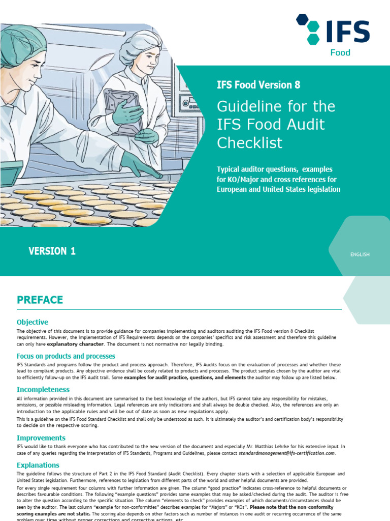 IFS Food v8 Audit Checklist Guideline v1 en 1712750463 | Download Free PDF | Audit | Food Safety