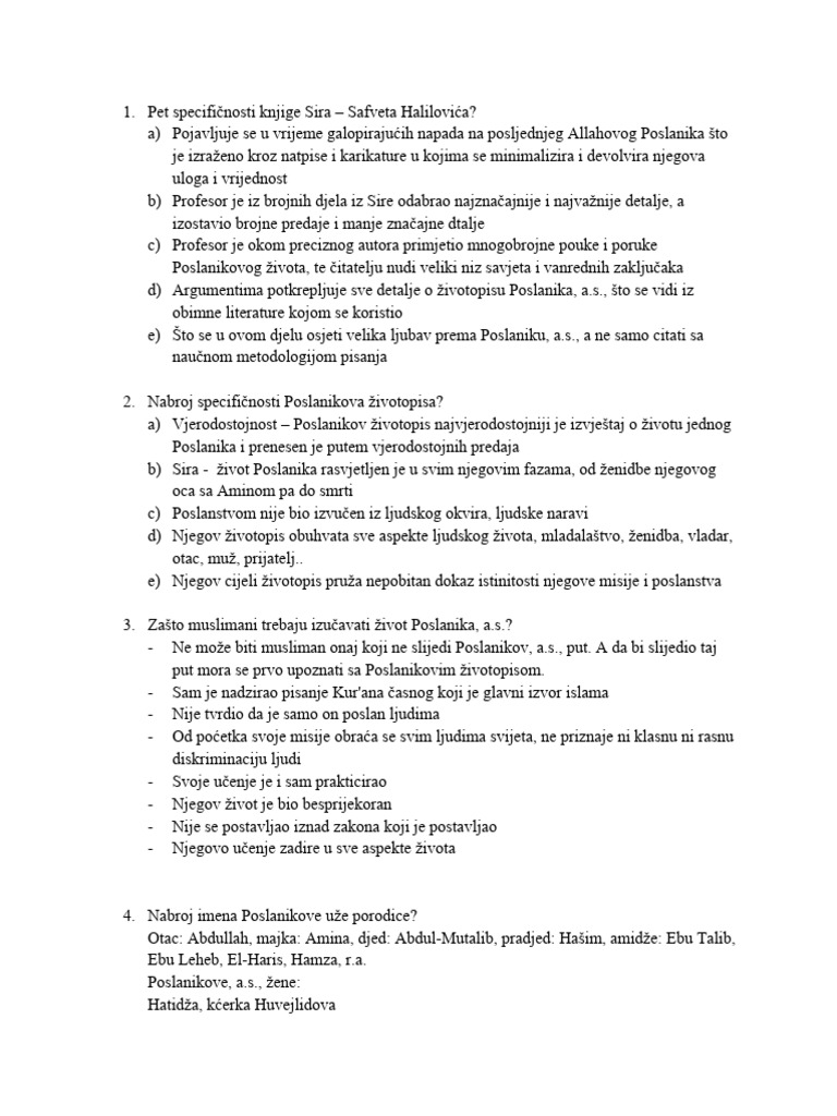 Sira Pitanja Za Ispit II | PDF