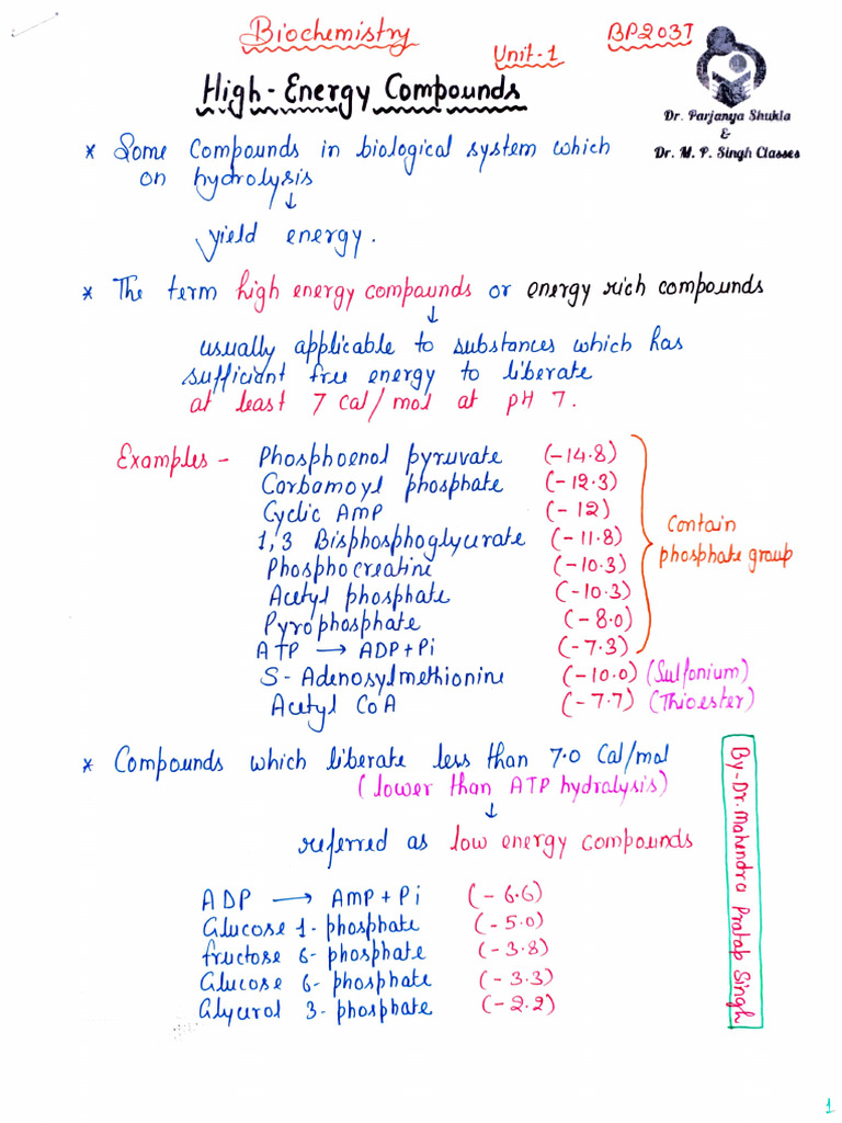 L15. Energy Rich Compounds | PDF | Phosphate | Cellular Respiration