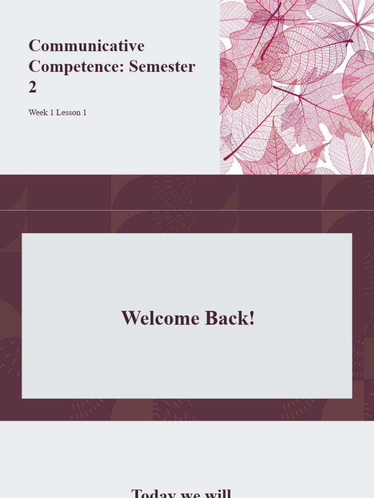 Communicative Competence Week 1 Overview | PDF