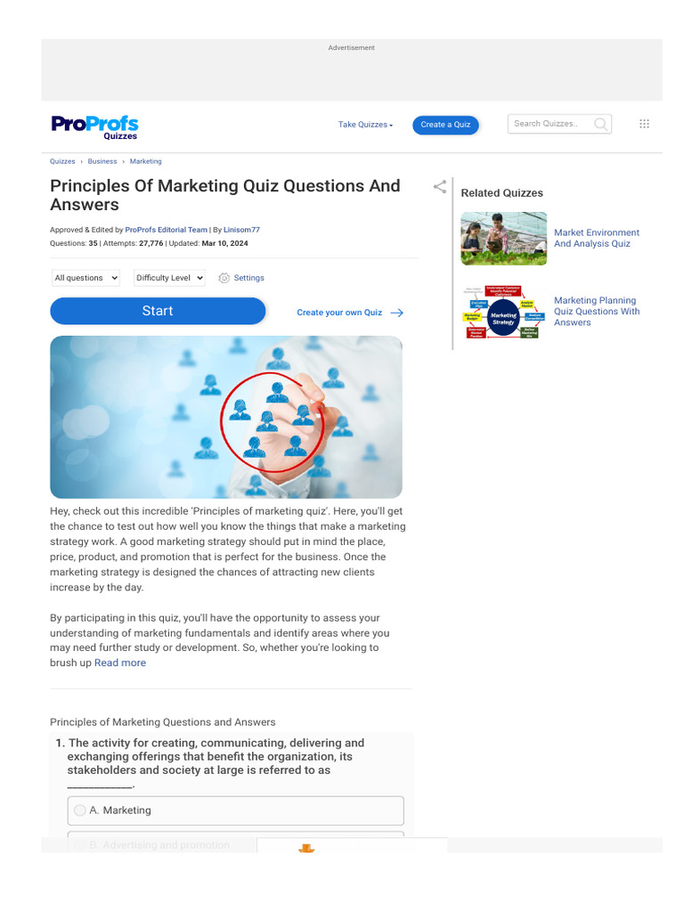 Principles of Marketing-35 Questions and Answers | PDF | Marketing ...