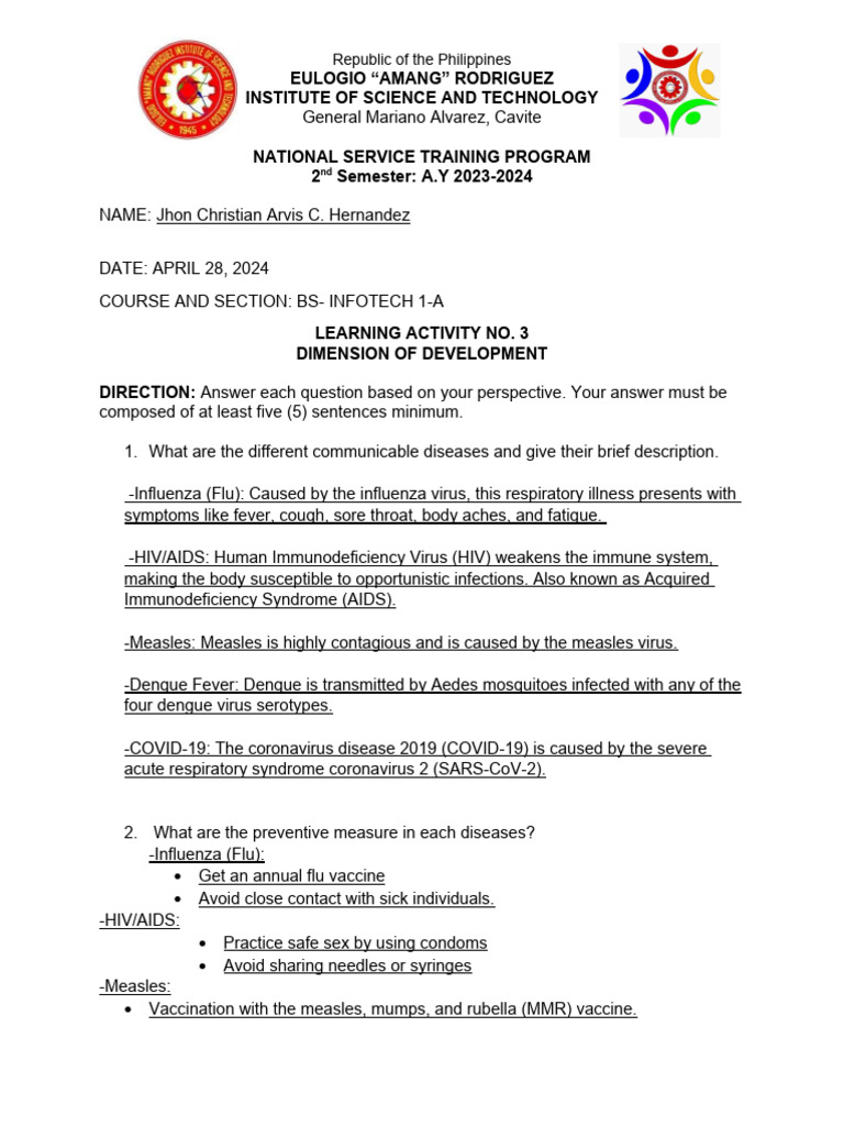 Hernandez NSTP LEARING ACTIVITY 3 DIMENSION OF DEVELOPMENT AY 2023 2024 ...