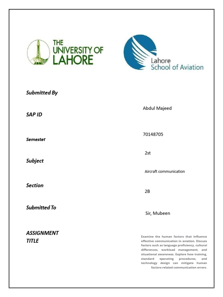 Human Factors in Aviation Communication | PDF | Communication ...
