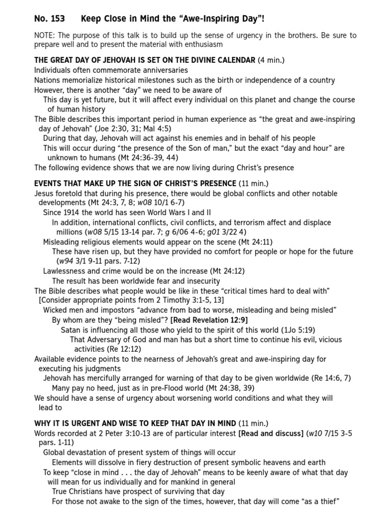 No. 153 Keep Close in Mind The "Awe-Inspiring Day"! Revision 8 - 19 ...