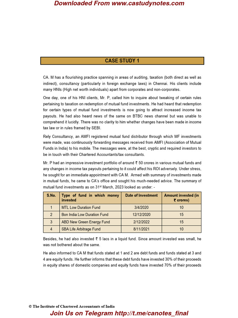 P6 CA Final IBS Case Studies | PDF | Capital Gains Tax | Startup Company