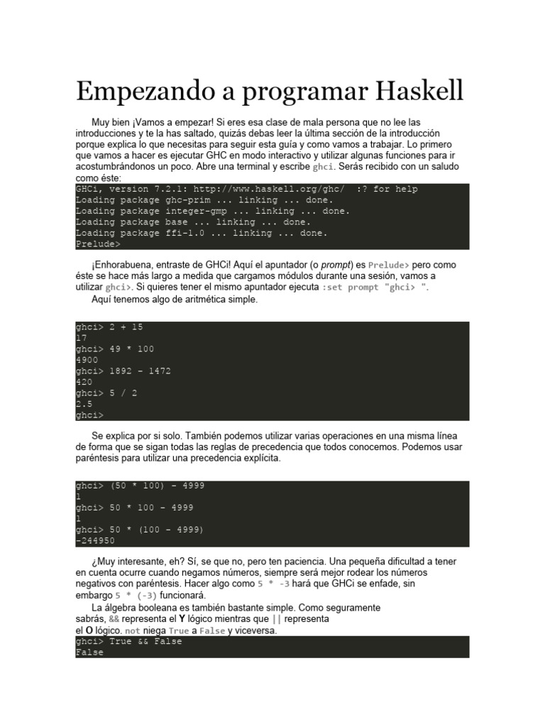 Empezando A Programar Haskell | PDF | Lenguaje de programación | Cadena ...