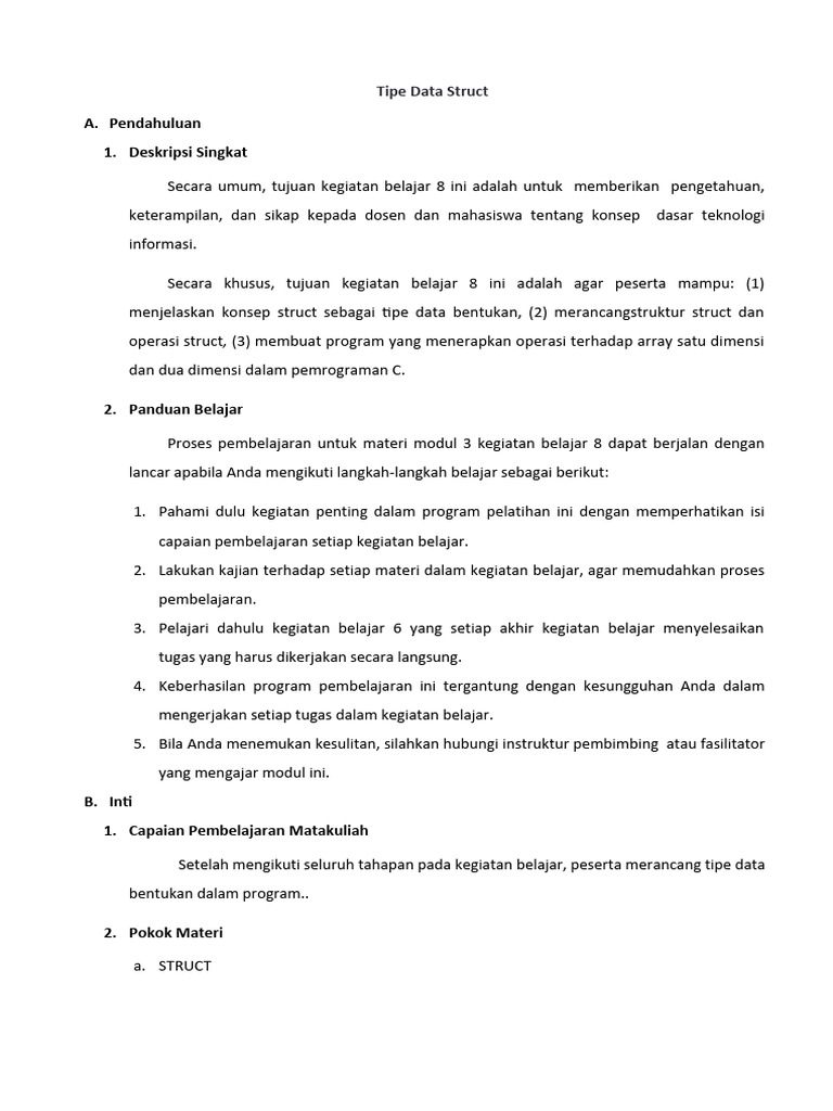 Tipe Data Struct Pdf Komputer Teknologi And Rekayasa