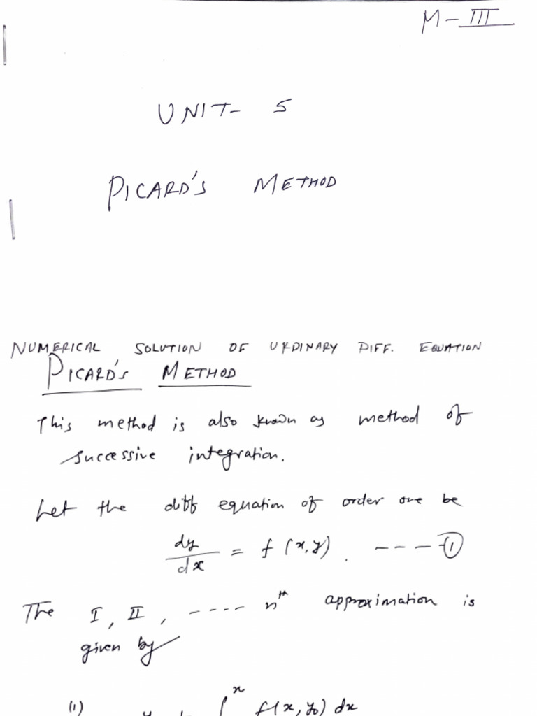 M-3 UNIT - 5 Picard's Method | PDF | Teaching Methods & Materials