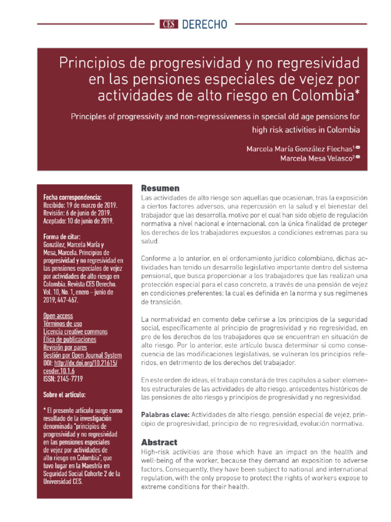 Vista de Principios de progresividad y no regresividad en las pensiones ...