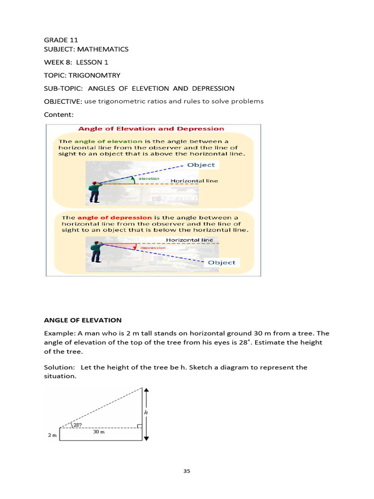 Grade 11 Mathematics Week 8 Lesson 1 | PDF | Trigonometry | Triangle