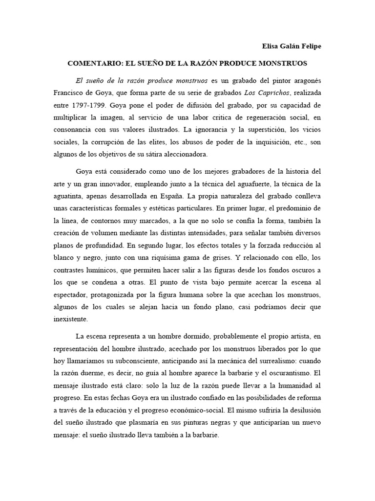 Comentario-Propuesta Didactica, El Sueño de La Razón - Elisa Galán ...