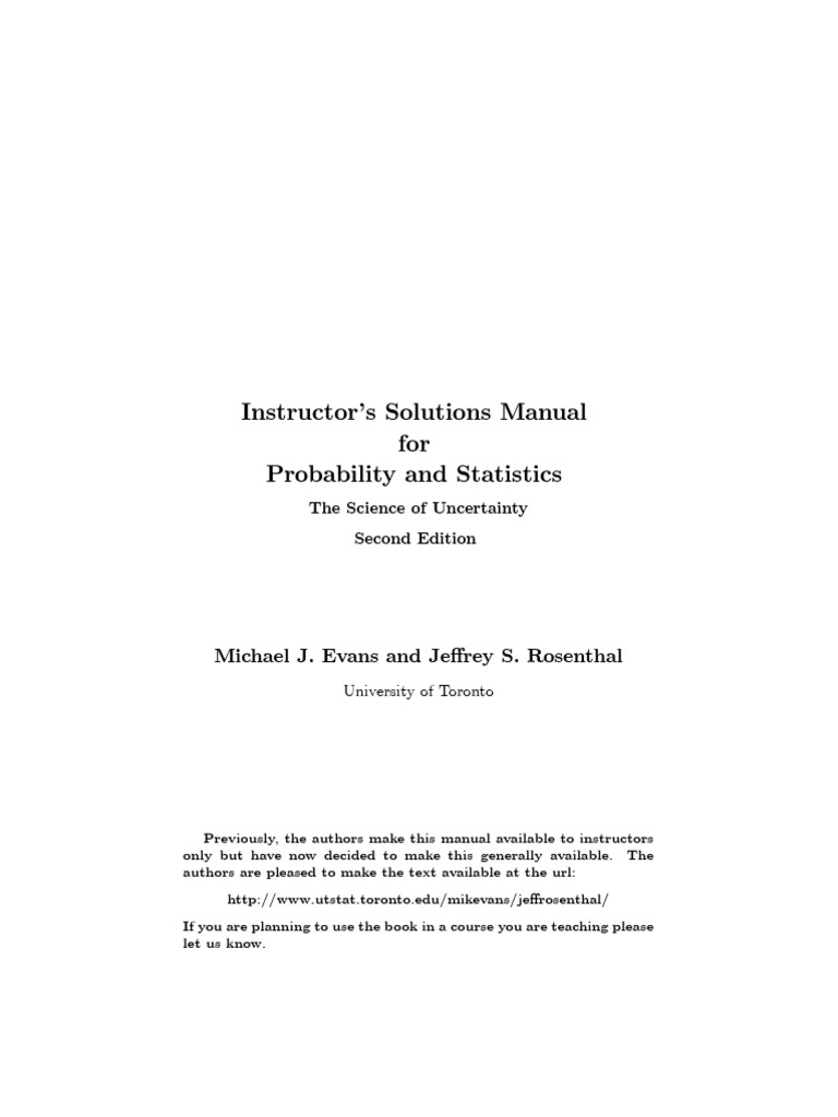 Evans Rosenthal Solutions | PDF | Statistical Inference | Probability Distribution