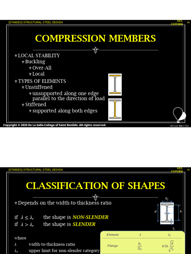 Module 10 Slender Shapes & Stability of Compression Members | PDF | Buckling | Structural ...