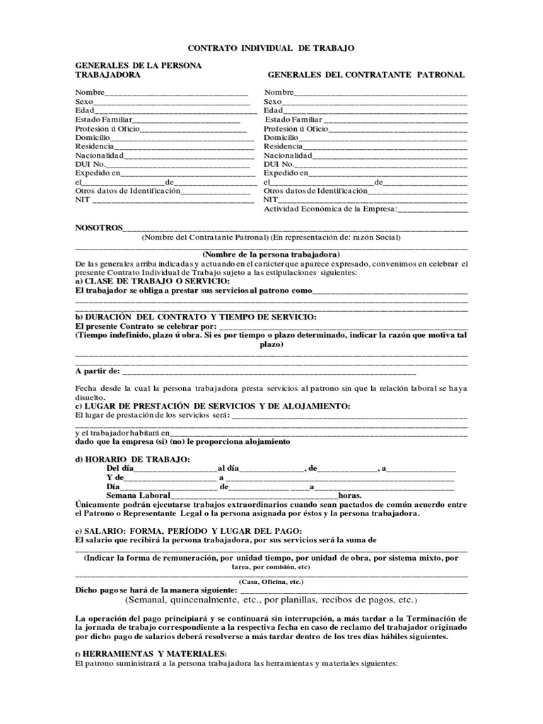 Contrato Individual Formal Completo. | PDF | Salario | Empleo