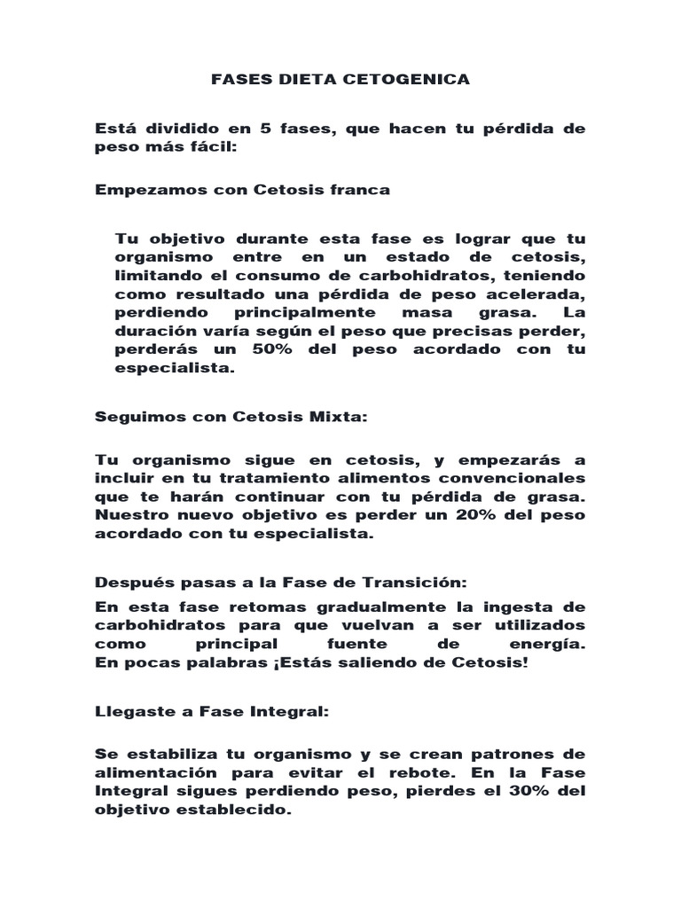 La Dieta Cetogénica FASES | PDF