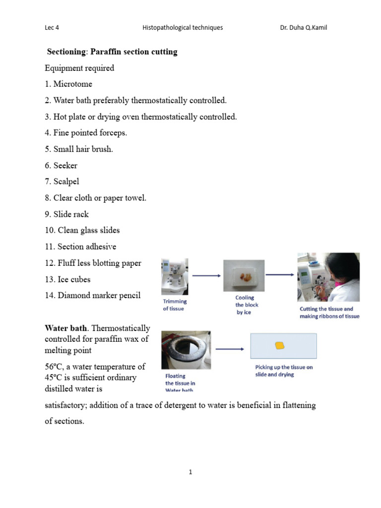 Sectioning: Paraffin Section Cutting | PDF | Staining | Dye