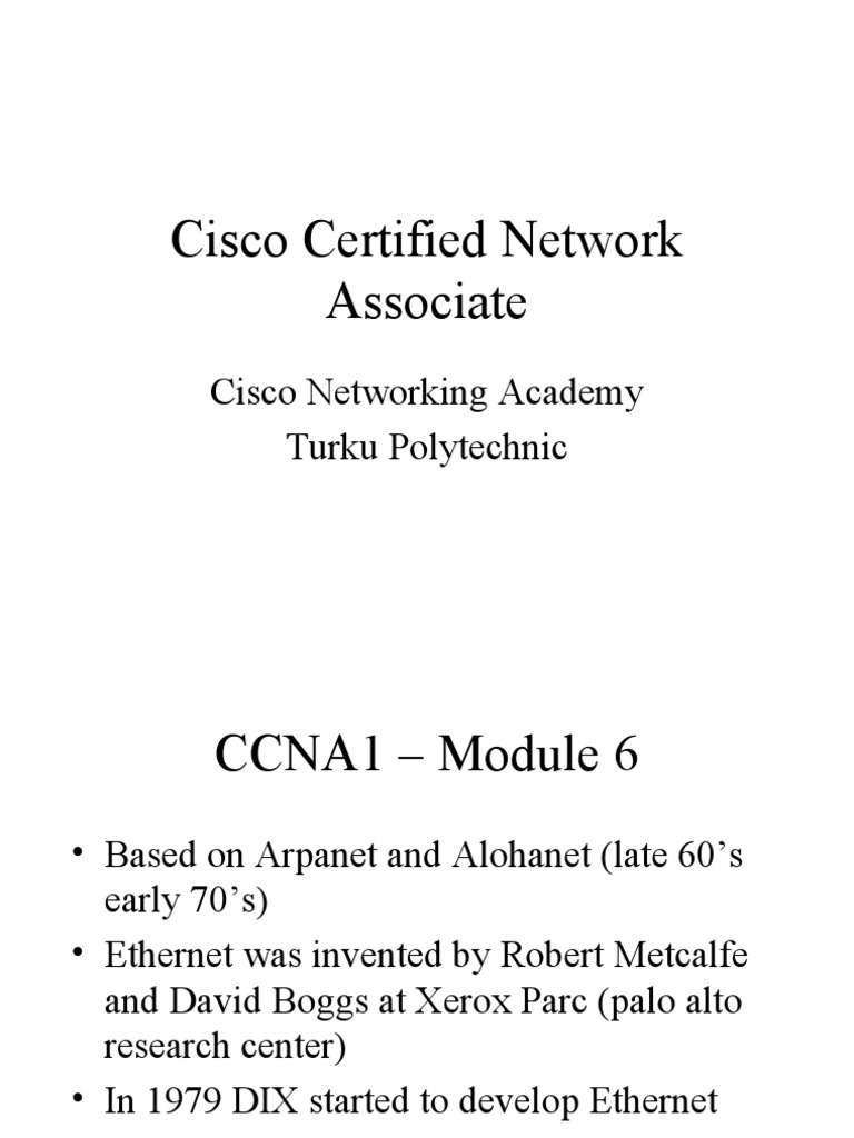 Ccna1 Module6 Pdf Ethernet Physical Layer Protocols