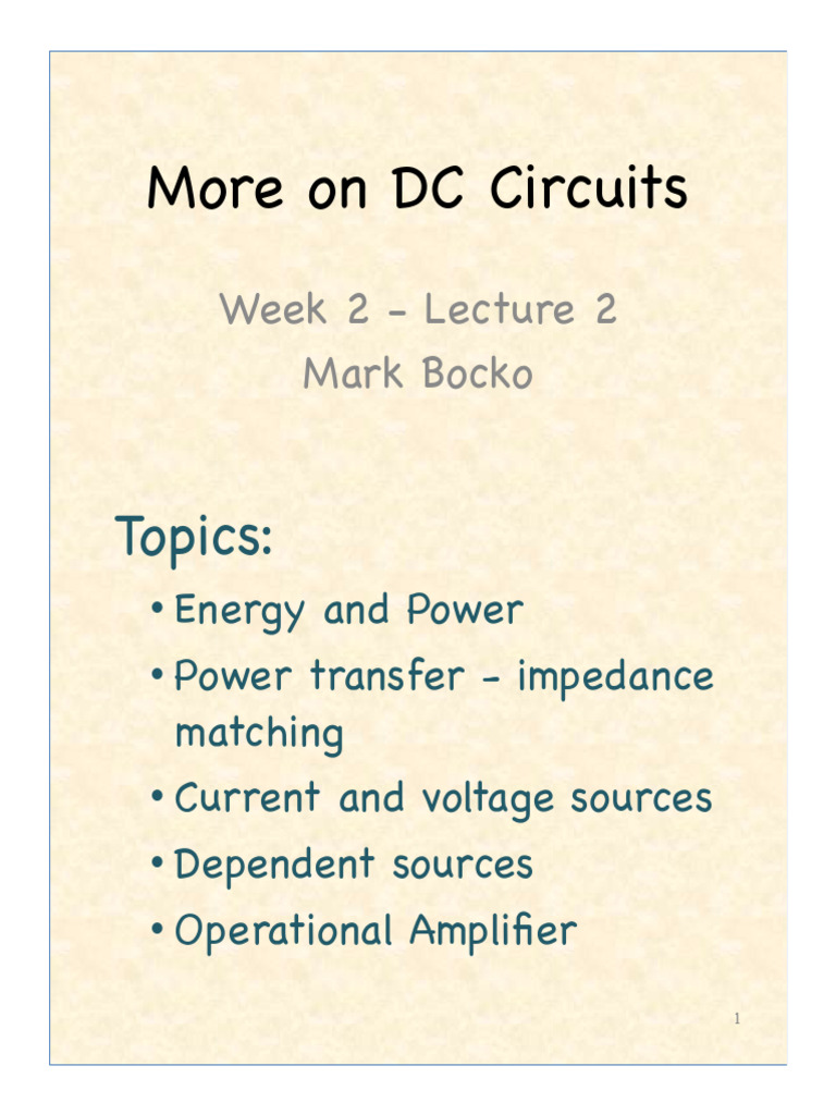 Week 2 - Lesson 2 (Bocko) | PDF | Power (Physics) | Resistor