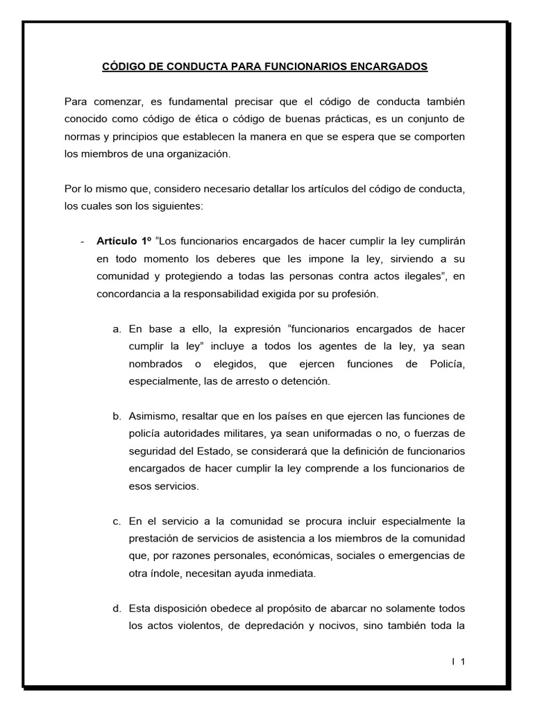 Código de Conducta para Funcionarios Encargados | PDF | Tortura | Responsabilidad