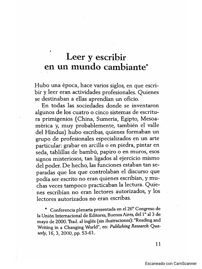 Ferreiro Emilia-Leer y Escribir en Un Mundo Cambiante | PDF