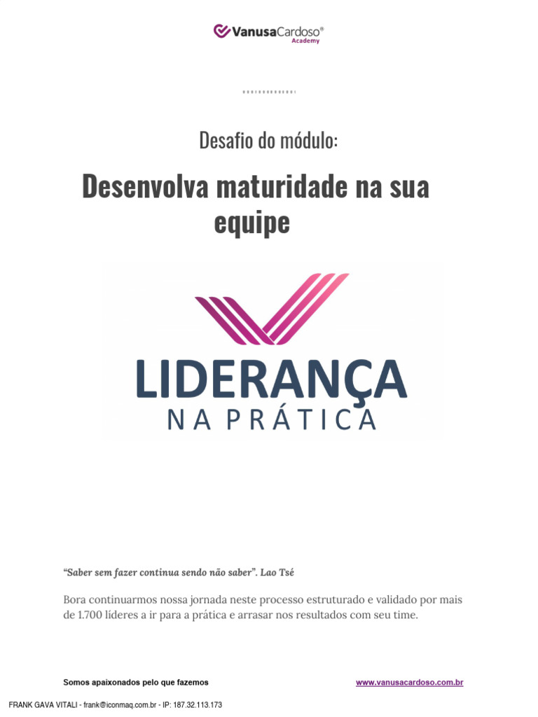 Desafio Módulo 5 - Desenvolva Maturidade Na Sua Equipe | PDF | Carreira e Crescimento
