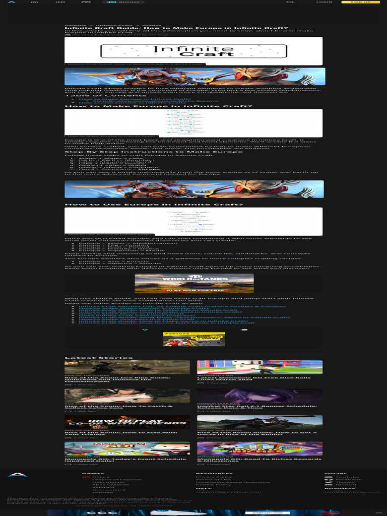 Infinite Craft Guide How To Make Europe in Infinite Craft | Download ...