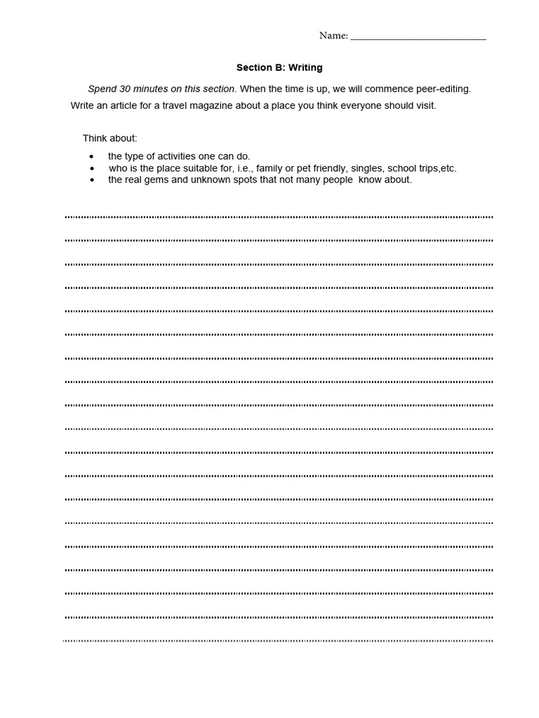 (Handout 2) Paper 1 Section B - G8 Writing Prompt | PDF | Home & Garden