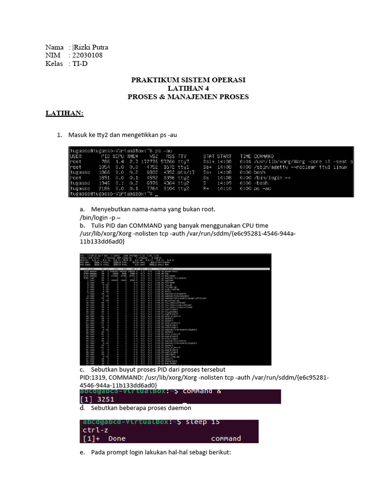 RIzki Putra - Latihan - Sistem Operasi - Modul - 4 | PDF
