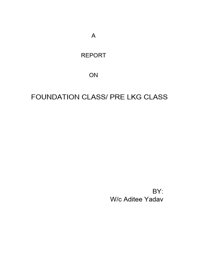 Class Foundation Final | PDF | Preschool | Toys