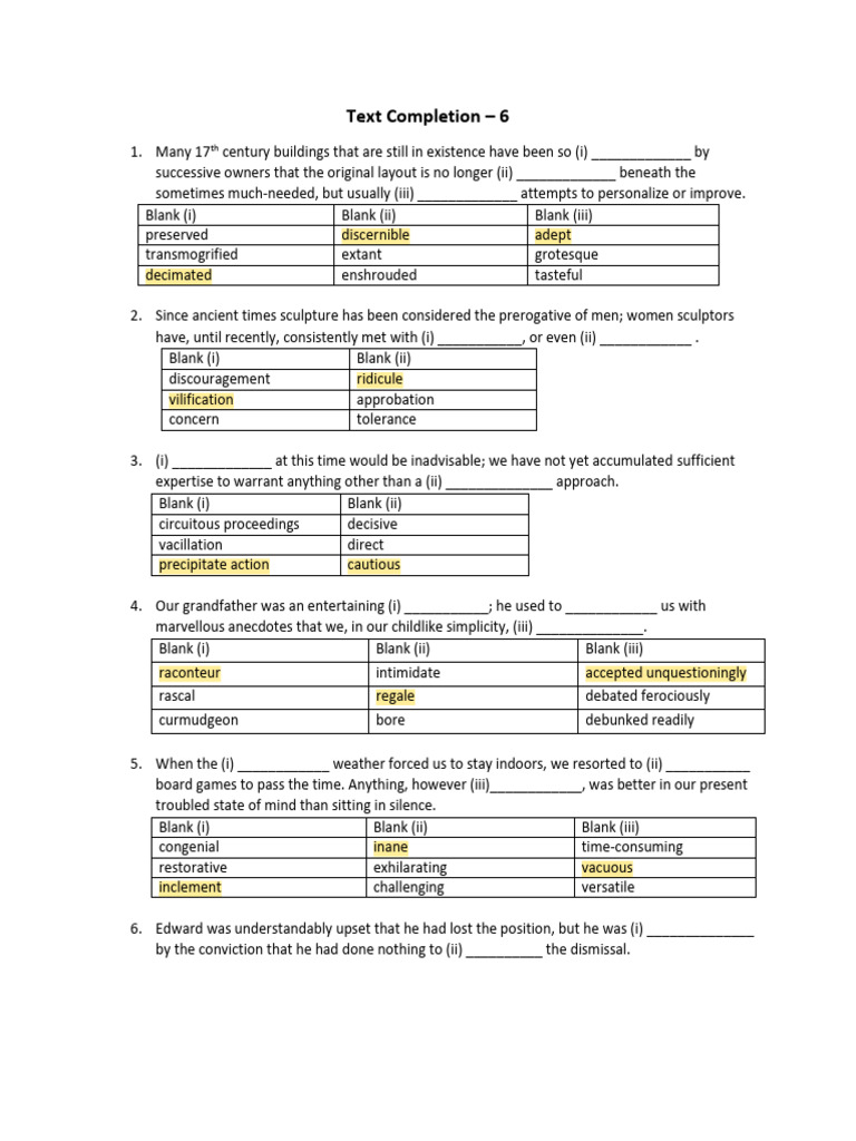 Text completion - 6 | PDF