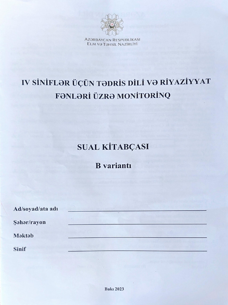 10 Iyun 2023 Cü Il Monitorinq B Variantı | PDF