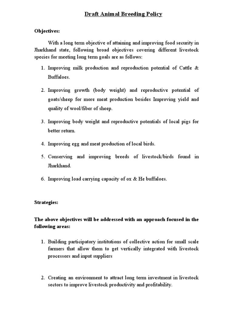 Animal Breeding Policy | PDF | Livestock | Cattle
