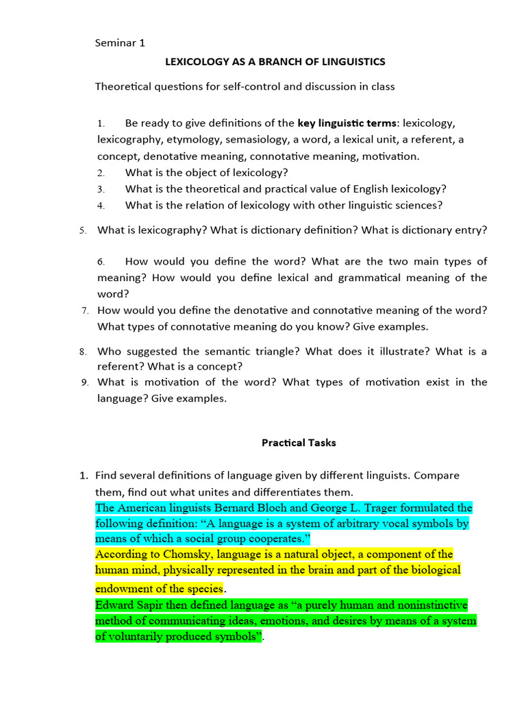Lexicology As A Branch of Linguistics | PDF | Semantics | Lexicology